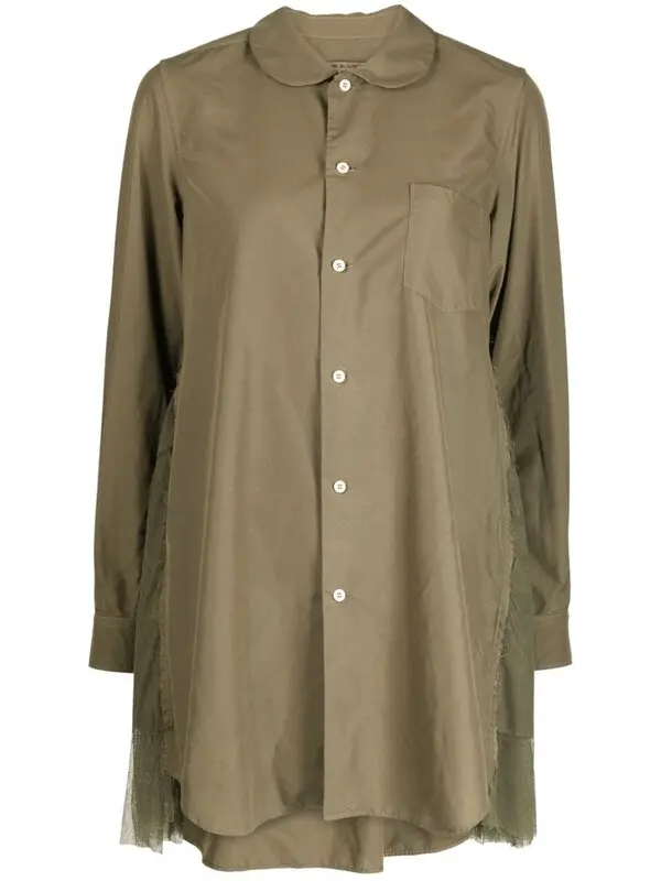 Comme Des Garçons Tulle-panel Asymmetric Shirt