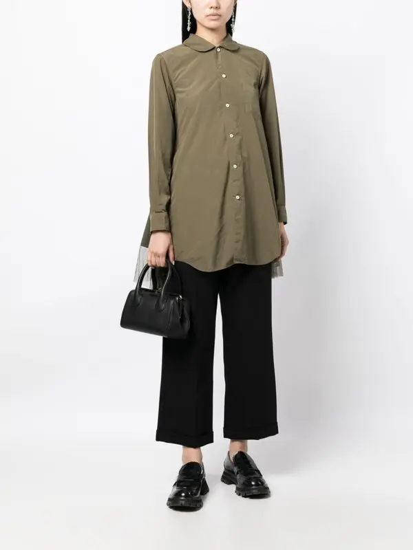 Comme Des Garçons Tulle-panel Asymmetric Shirt