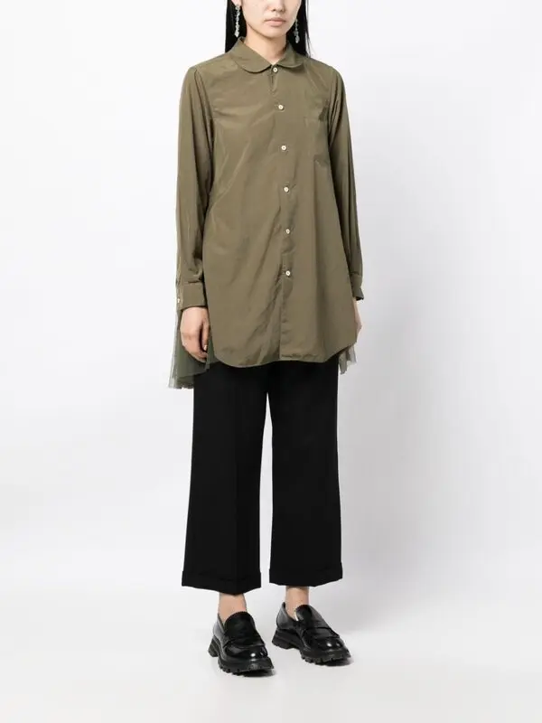 Comme Des Garçons Tulle-panel Asymmetric Shirt