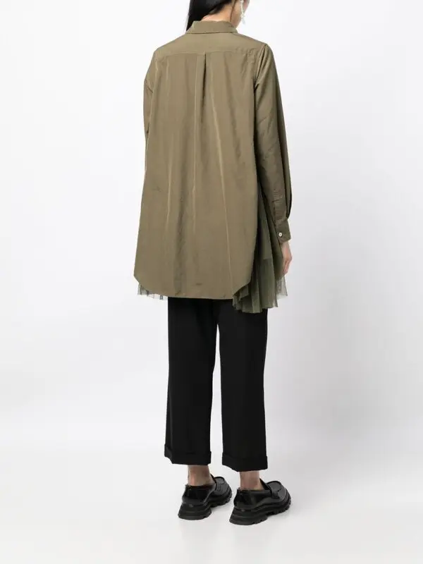 Comme Des Garçons Tulle-panel Asymmetric Shirt