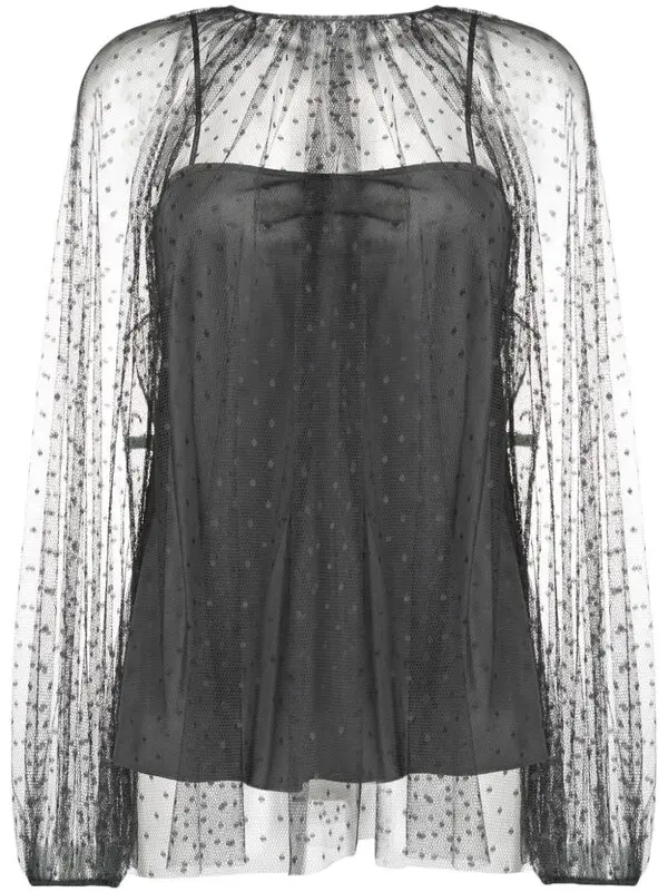Red Valentino Polka-dot Tulle Blouse