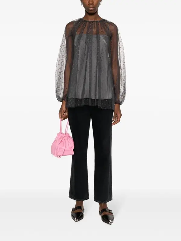 Red Valentino Polka-dot Tulle Blouse