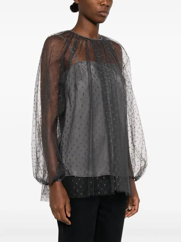Red Valentino Polka-dot Tulle Blouse