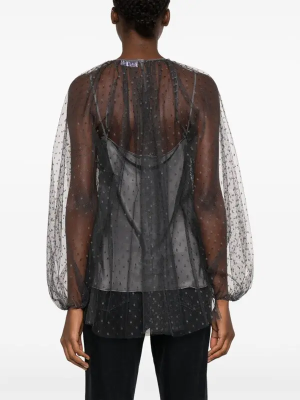 Red Valentino Polka-dot Tulle Blouse