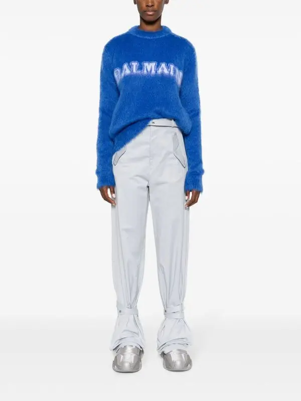 Balmain Logo-jacquard Jumper - Blue