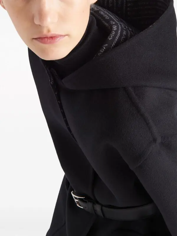 Prada Single-breasted Wool Coat - Black
