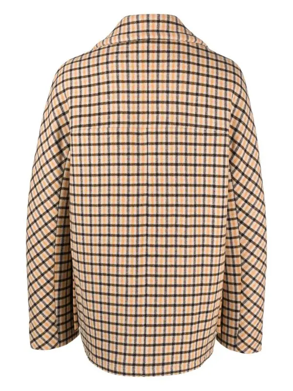 LANVIN Check-pattern Virgin Wool Pea Coat