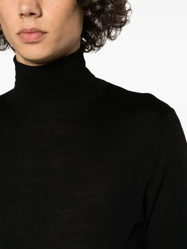 BALLANTYNE Roll-neck Fine-knit Jumper - Black