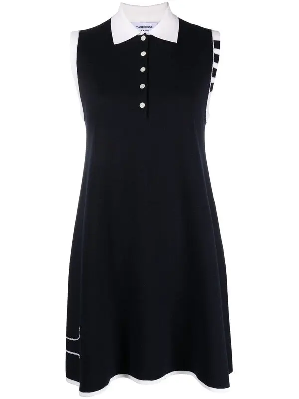 Thom Browne 4-bar Stripe Dog Print Polo Dress