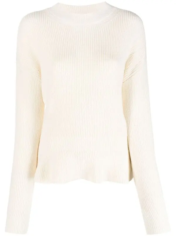 Chloé Peplum-hem Ribbed-knit Jumper - Neutrals