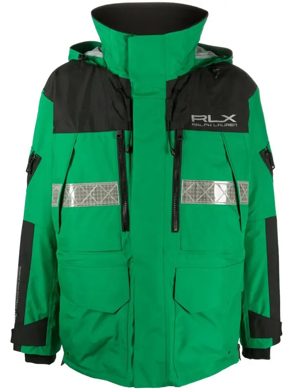 Ralph Lauren Water-Repellent Logo-Print Hooded Jacket In Green