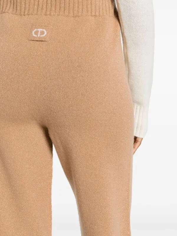 TWINSET Ribbed Knit Track Pants - Neutrals