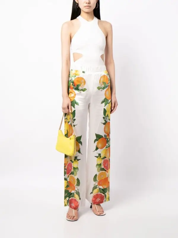 Stella McCartney Fruit-print Silk Palazzo Trousers