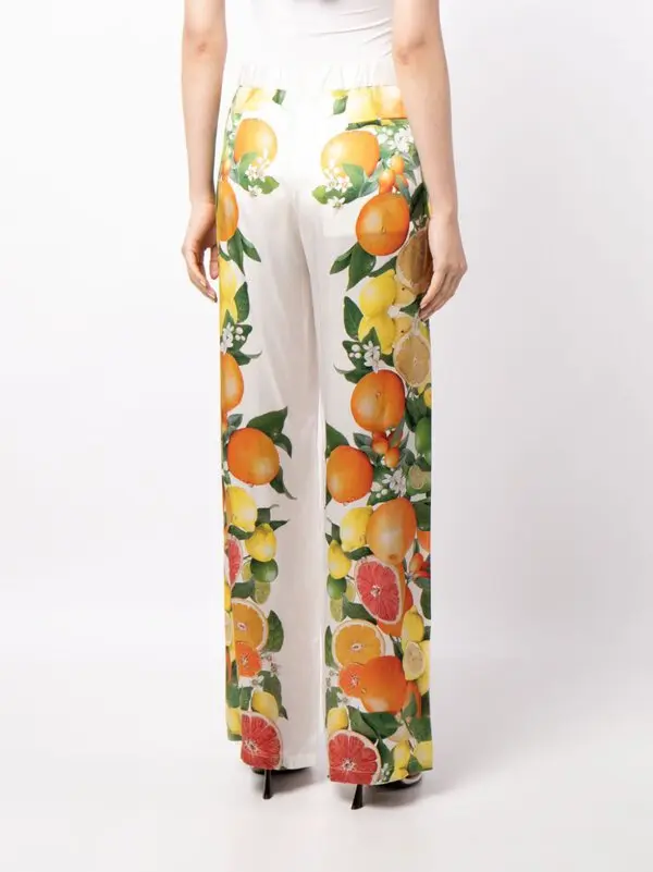 Stella McCartney Fruit-print Silk Palazzo Trousers