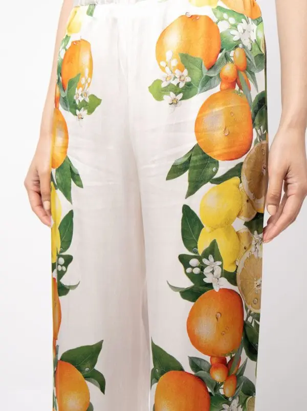Stella McCartney Fruit-print Silk Palazzo Trousers