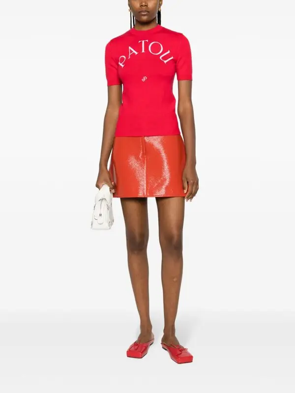 PATOU Intarsia Knit Logo Top - Red