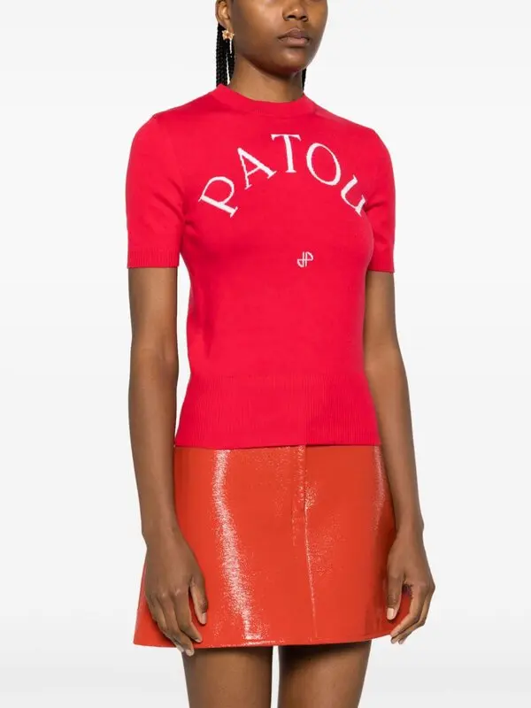 PATOU Intarsia Knit Logo Top - Red