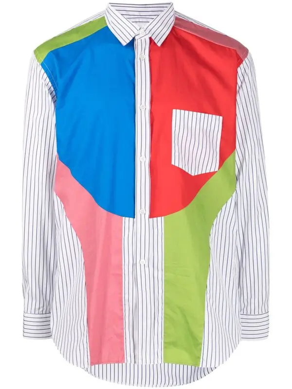 Comme Des Garçons Colour-block Striped Cotton Shirt