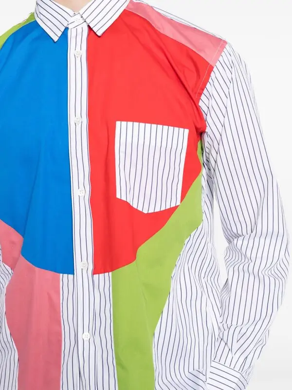 Comme Des Garçons Colour-block Striped Cotton Shirt
