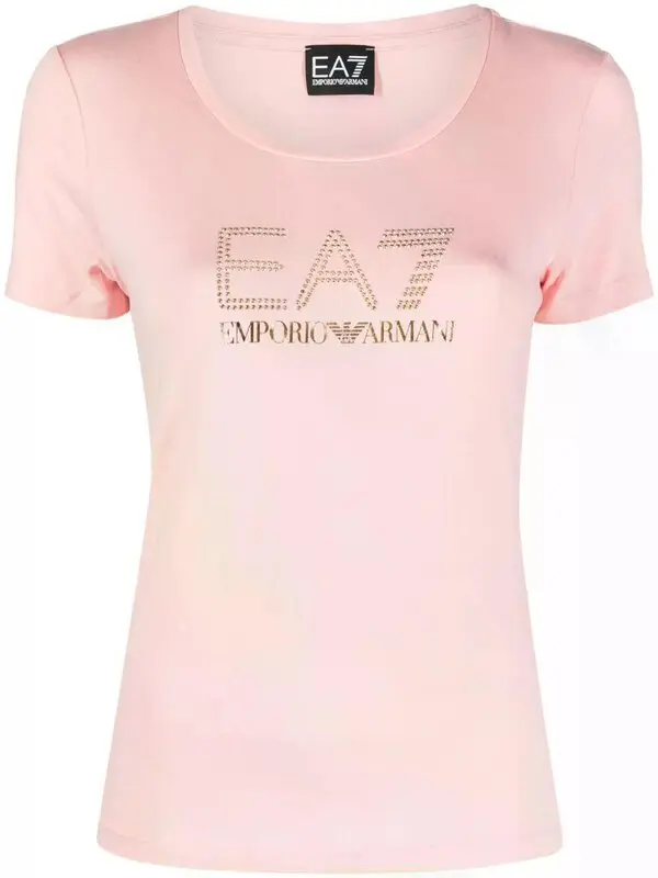 EA7 Studded-logo Cap-sleeve T-shirt - 1418 Silver Pink