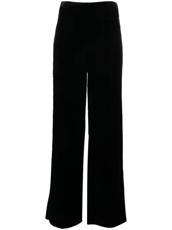 Sandro Levin Straight-leg Velvet Trousers - Black