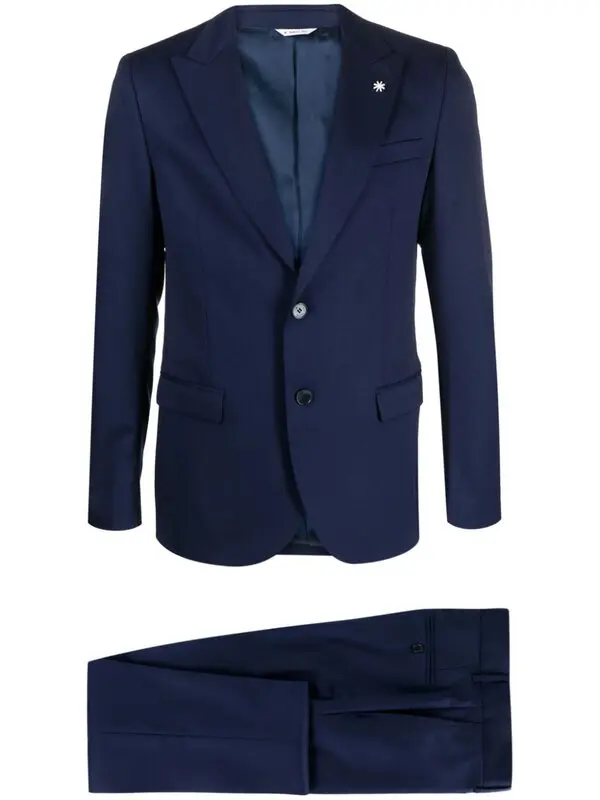 MANUEL RITZ Peak-lapels Single-breasted Suit - Blue