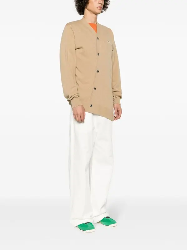 Comme Des Garçons X Lacoste Asymmetric Wool Cardigan - Brown