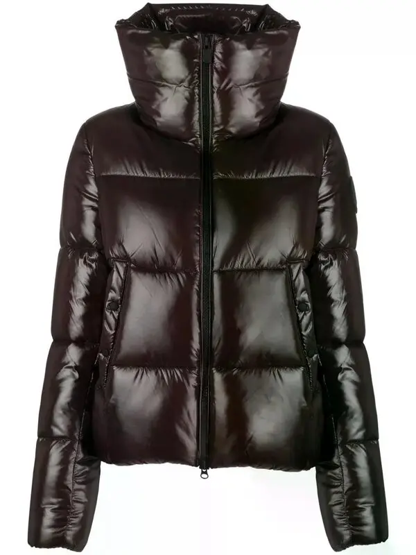 SAVE THE DUCK Logo-patch Padded Puffer Jacket - Brown