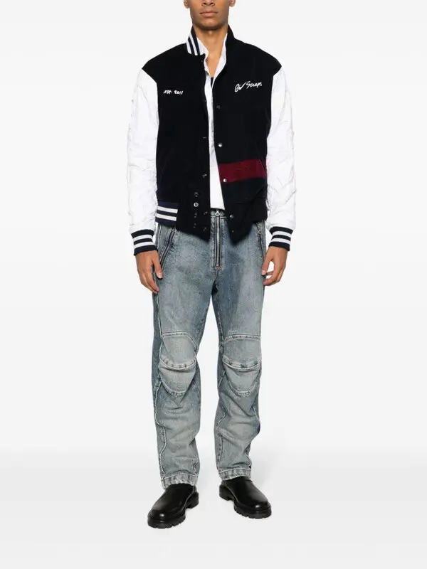 GREG LAUREN Slogan-embroidered Bomber Jacket - Blue