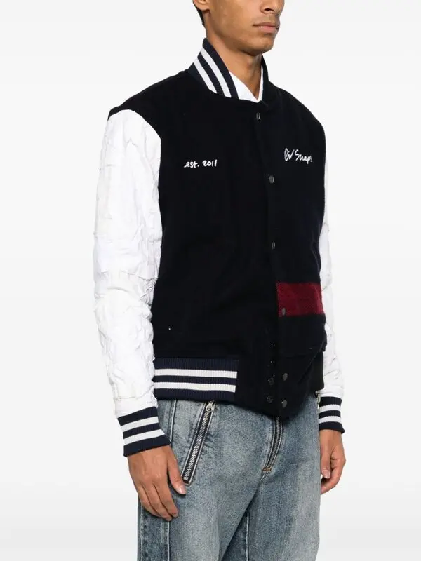 GREG LAUREN Slogan-embroidered Bomber Jacket - Blue