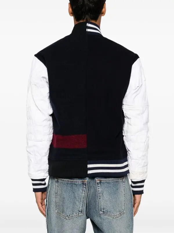 GREG LAUREN Slogan-embroidered Bomber Jacket - Blue