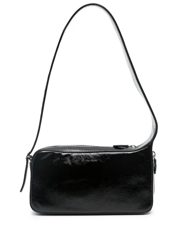 COURREGES One Racer Leather Shoulder Bag - Black