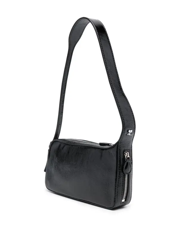 Courreges Racer Patent-Finish Shoulder Bag - Black | Editorialist