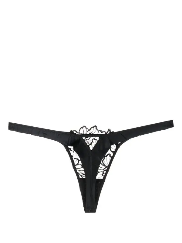 Fleur Du Mal Whitney Embroidered Thong - Black