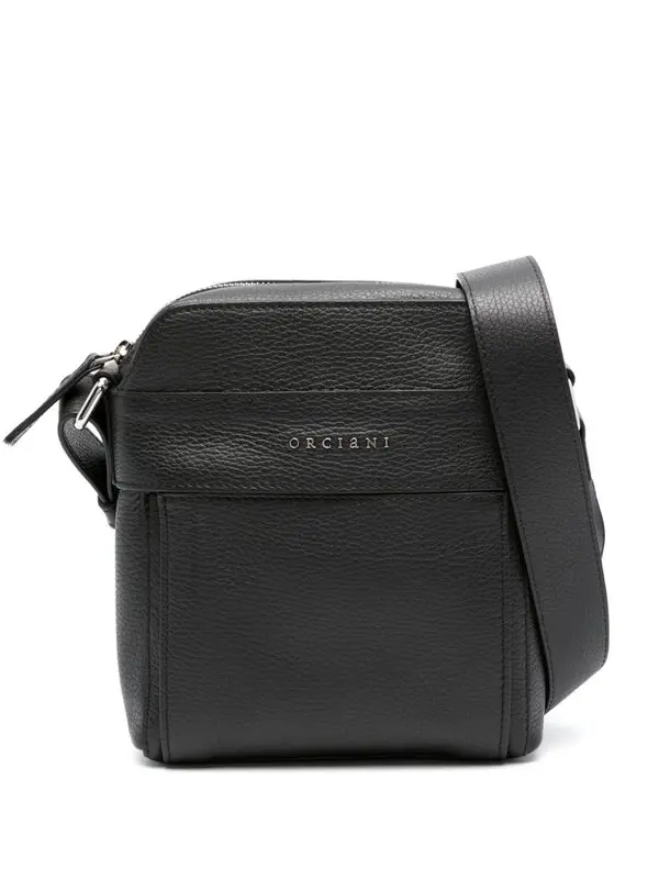 ORTIGNI Mini Micron Leather Messenger Bag - Black