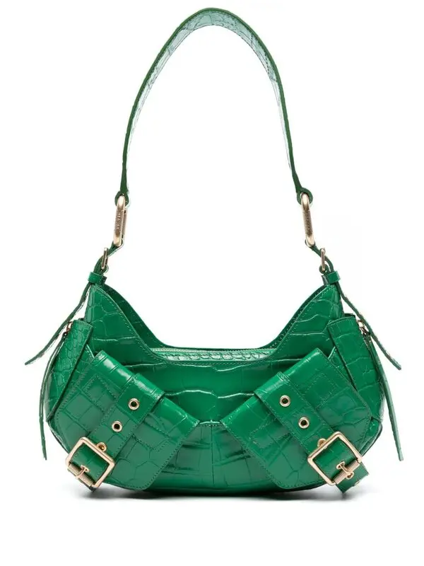 BIASIA Y2k Crocodile-embossed Leather Shoulder Bag - Green