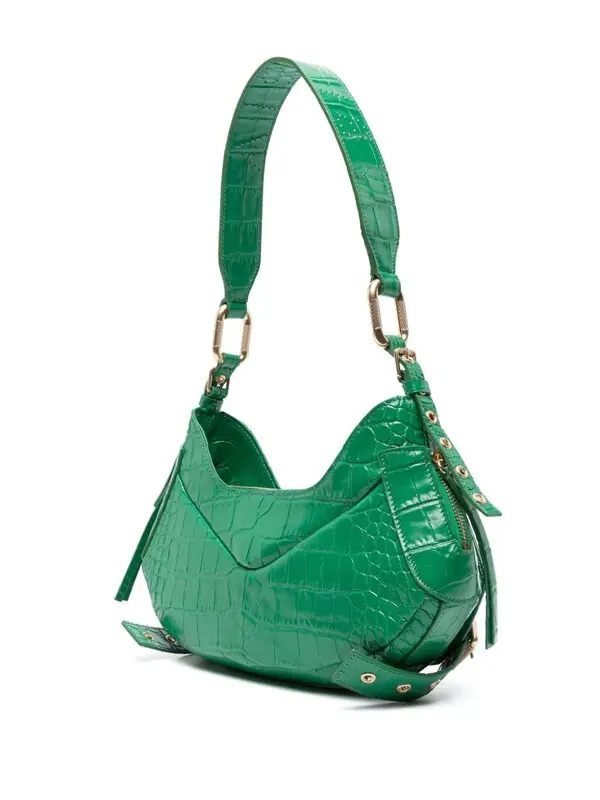 BIASIA Y2k Crocodile-embossed Leather Shoulder Bag - Green