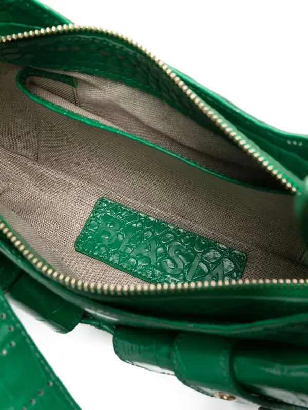 BIASIA Y2k Crocodile-embossed Leather Shoulder Bag - Green