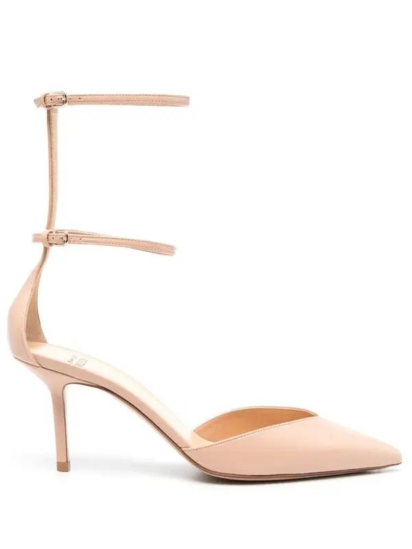 FRANCESCO RUSSO Double-strap 75mm Leather Pumps - Neutrals