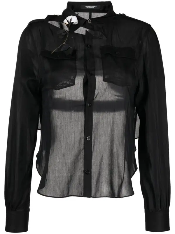 Undercover Cut-out Cotton Blend Shirt - Black