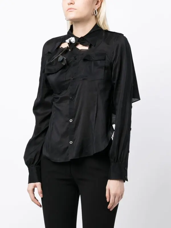Undercover Cut-out Cotton Blend Shirt - Black