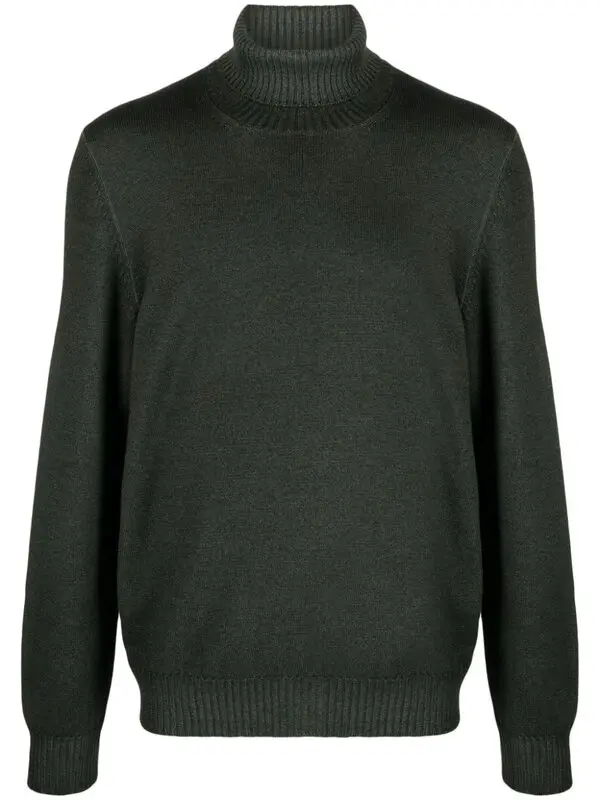 BARBA NAPOLI Roll-neck Virgin Wool Jumper - Green