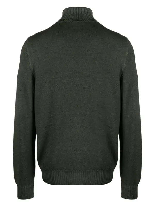 BARBA NAPOLI Roll-neck Virgin Wool Jumper - Green