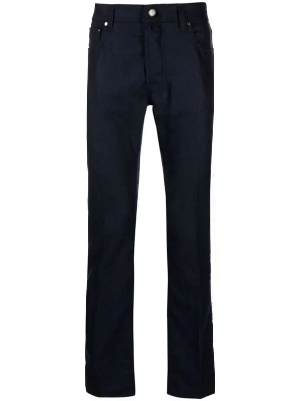 Jacob Cohen Bard Slim-cut Flannel Trousers - Blue