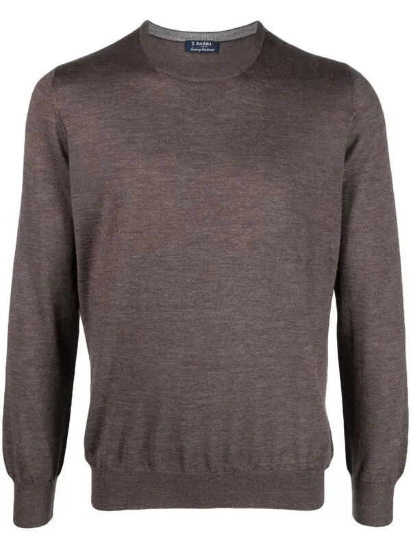 BARBA NAPOLI Crew-neck Fine-knit Jumper - Brown