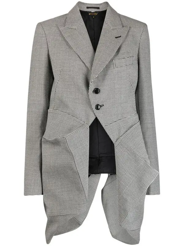 Comme Des Garçons Asymmetric Check-print Wool Blazer