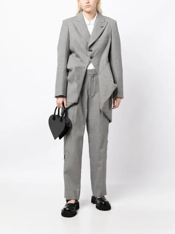 Comme Des Garçons Asymmetric Check-print Wool Blazer