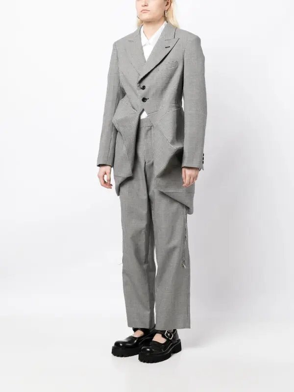 Comme Des Garçons Asymmetric Check-print Wool Blazer
