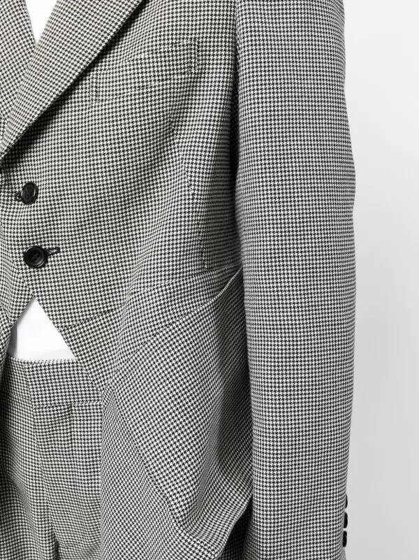 Comme Des Garçons Asymmetric Check-print Wool Blazer