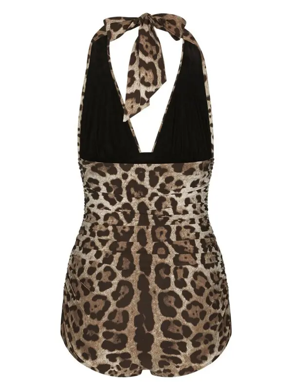 Dolce & Gabbana Leopard-print Swimsuit - Brown